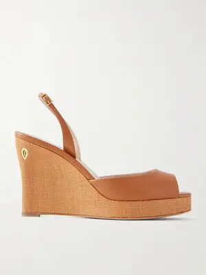 Jennifer Chamandi Nino 105 Leather Wedge Sandals - Brown