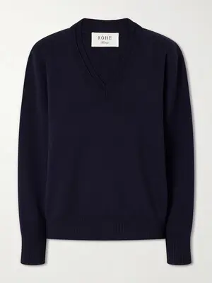 RÓHE Stretch-wool V-neck Sweatshirt