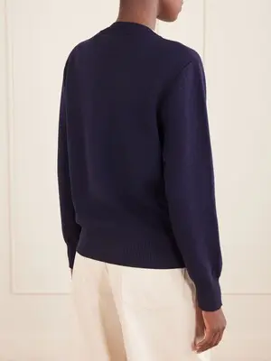 RÓHE Wool Blend V-neck Sweatshirt - Blue