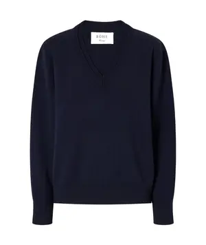 RÓHE Wool Blend V-Neck Sweatshirt Blue