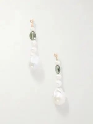 LOREN STEWART 14-karat Gold Pearl And Tourmaline Earrings - Neutrals