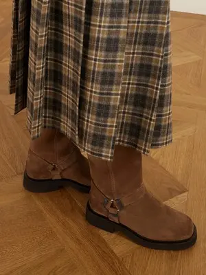 Brunello Cucinelli Embellished Suede Biker Boots