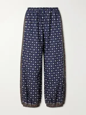 DÔEN Yarrow Printed Cotton Pants - Blue