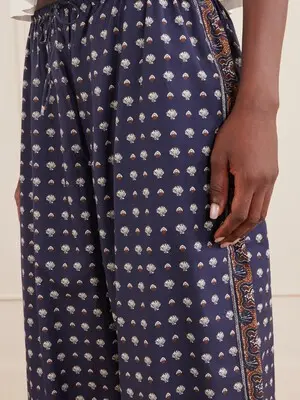 DÔEN Yarrow Printed Cotton Balloon Pants - Blue