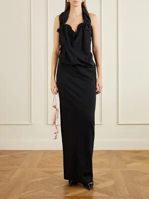Magda Butrym Floral-appliqué Wool-blend Maxi Dress