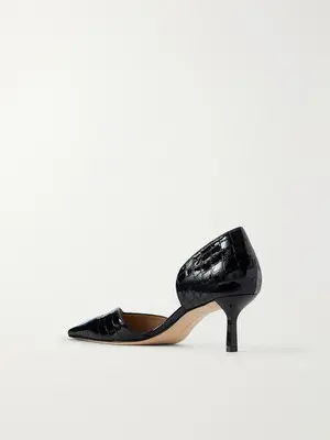 Victoria Beckham Angle 55 Croc-effect Leather Pumps