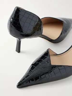 Victoria Beckham Angle 55 Croc-effect Leather Pumps