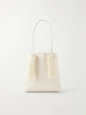 Le Sundial Le Salon Tasseled Dupioni Clutch - Neutrals