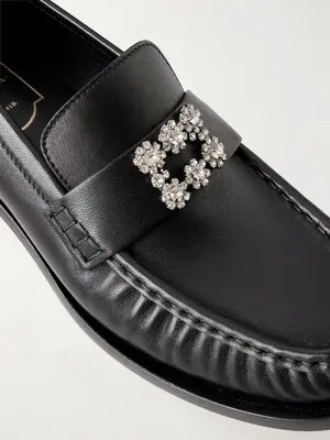 ROGER VIVIER Viv Moc 25 Embellished Leather Loafers