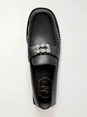 ROGER VIVIER Viv Moc 25 Embellished Leather Loafers