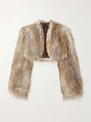Anna Sui Shearling Cropped Coat - Beige