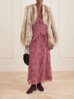Anna Sui Shearling Cropped Coat