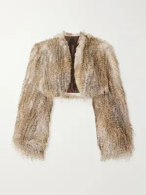 Anna Sui Cropped Shearling Coat - Neutrals