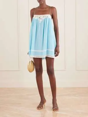 DÔEN Clemente Lace-trimmed Silk Mini Dress