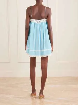 DÔEN Clemente Lace-trimmed Silk Mini Dress