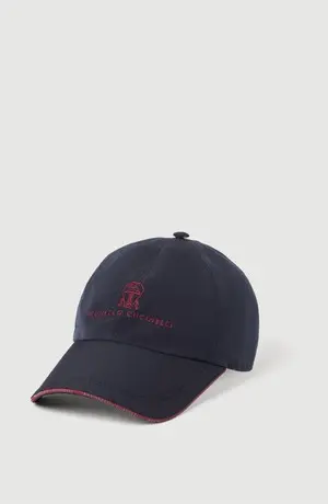 Brunello Cucinelli Water-resistant Microfiber Baseball Cap With Embroidered Logo Blue