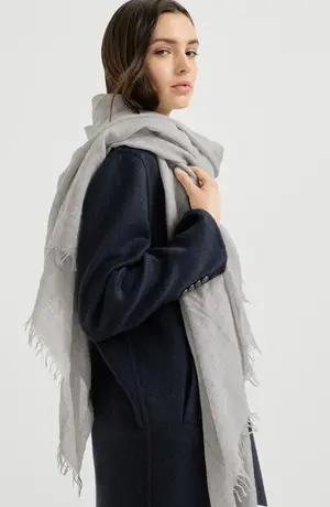 Brunello Cucinelli Cashmere And Silk Scarf - Light Grey