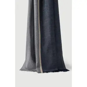 Brunello Cucinelli Cashmere And Silk Color Block Scarf - Marine