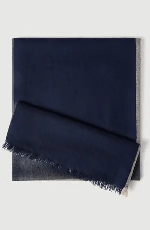 Brunello Cucinelli Cashmere And Silk Color Block Scarf - Marine