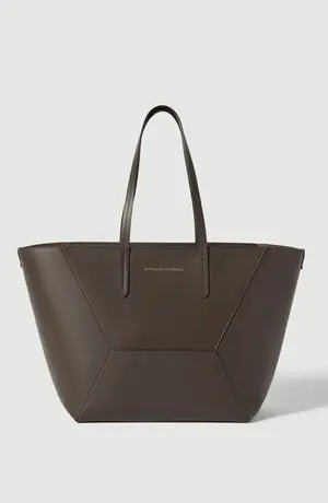 Brunello Cucinelli Calfskin Bc Duo Bag With Monili - Brown