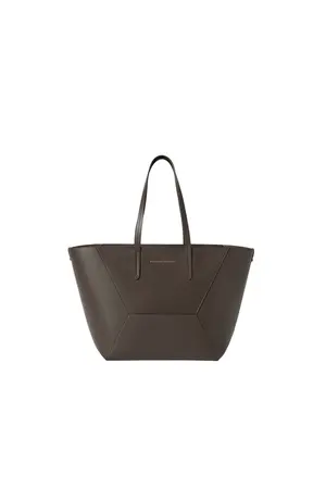 Brunello Cucinelli Calfskin Bc Duo Bag With Monili - Brown