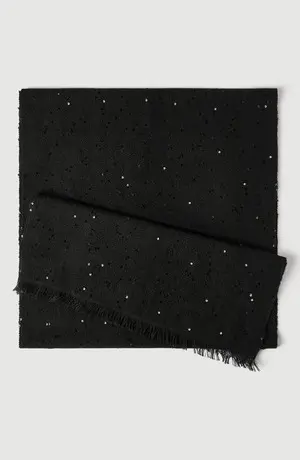 Brunello Cucinelli Cashmere And Silk Diamond Yarn Scarf - Black