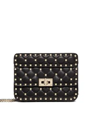 Valentino Garavani Rockstud Spike Small Leather Shoulder Bag - Black