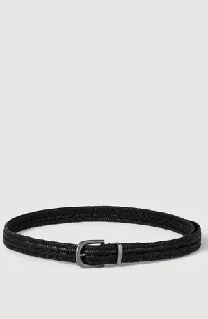 Brunello Cucinelli Stretch Braided Leather Belt - Black