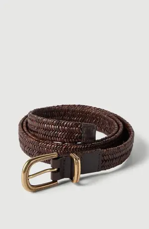 Brunello Cucinelli Stretch Braided Leather Belt