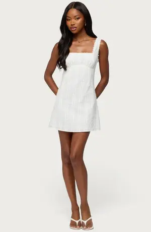 EDIKTED Citrina Lace Trim Striped Minidress