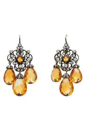 Fred Leighton Citrine & Diamond Chandelier Earrings - Gold
