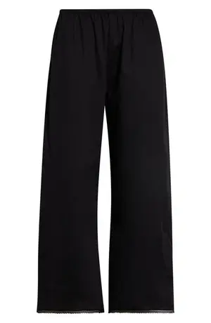 LESET Yoko Lace Hem Crop Cotton Pants