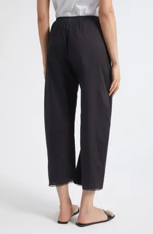 LESET Yoko Lace Trim Cotton Cropped Pants - Black