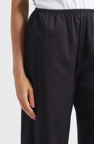 LESET Yoko Lace Trim Cotton Cropped Pants - Black
