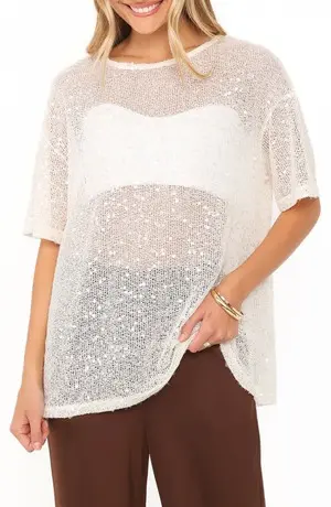 PETAL & PUP Nadine Sequin Open Knit Tee