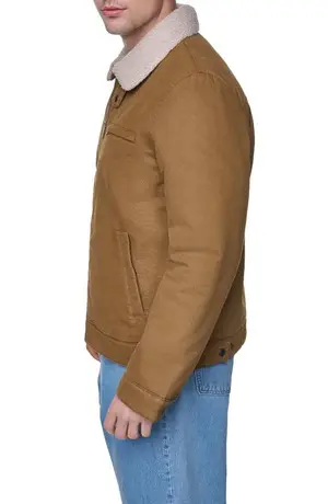 LEVI'S Western Utility Jacket With Faux Shearling Collar - Brown