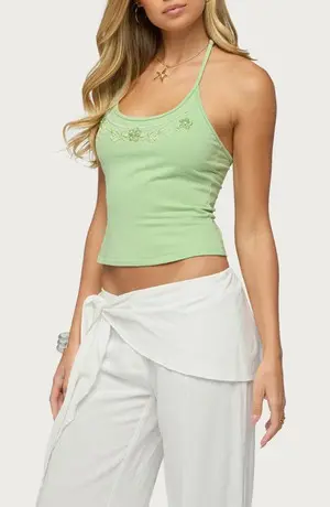EDIKTED Jeannie Beaded Halter Top