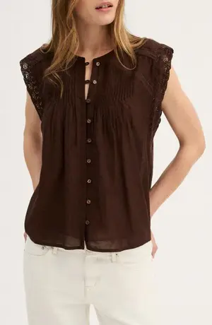 Madewell Lace Trim Sleeveless Top - Dark Chicory