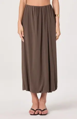 Astr The Label Savannah Bubble Hem Maxi Skirt - Mushroom
