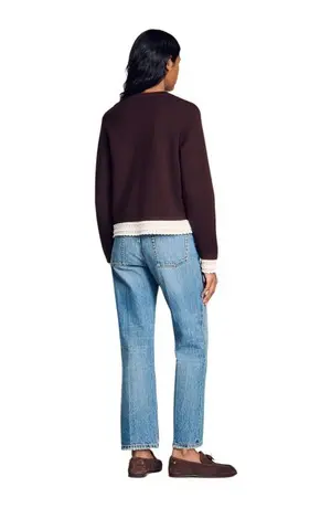 Sandro Cardigan With Contrast Lace