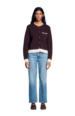 Sandro Cardigan With Contrast Lace