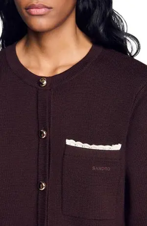 Sandro Cardigan With Contrast Lace