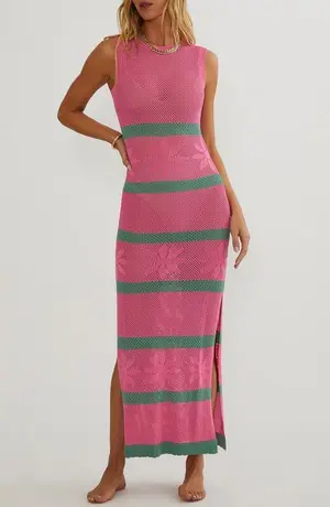 Beach Riot Brigid Sleeveless Cover-up Maxi Dress - Raspberry Bloom