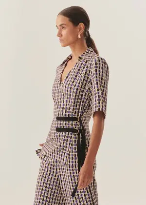 EXQUISE Madeline Belted Wrap Shirt