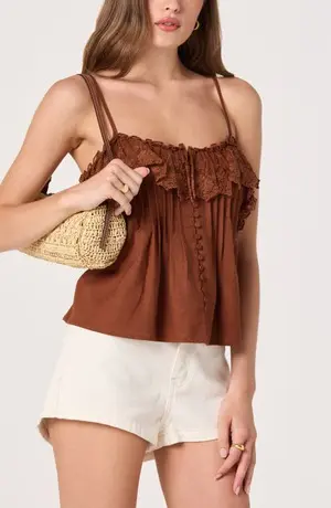 Astr The Label Nellie Lace Trim Pintucked Tank