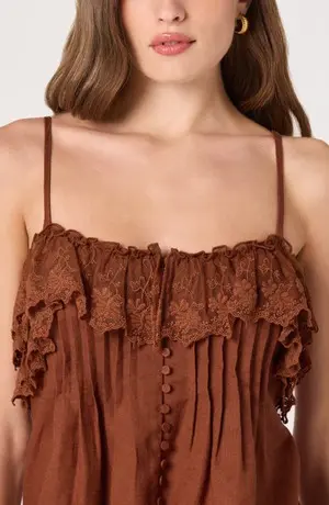 Astr The Label Nellie Lace Trim Pintucked Tank