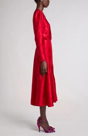 Valentino Garavani Polka Dot Jacquard Silk Midi Dress - Pink