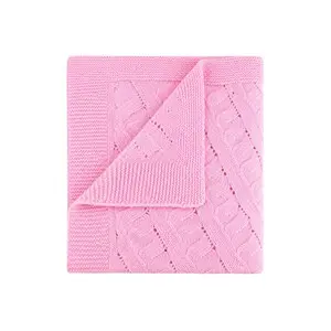 LOOM & COVE 100% Cashmere Cable Knit Baby Blanket Baby - Pink
