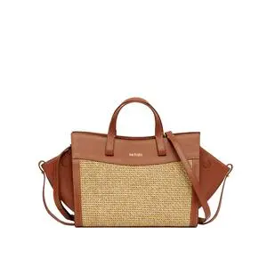 SAONARA BRAND Mini Shopping Bag Raffia Caramel Leather