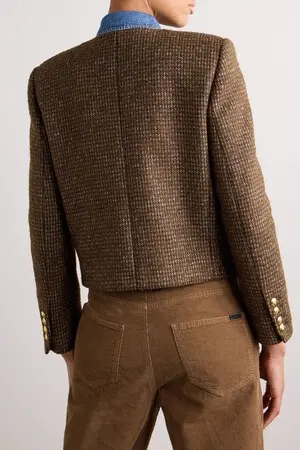 NILI LOTAN Melanie Cropped Checked Woolblend Jacket